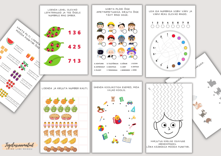 töölehed koolieelikutele, töölehed prinditavad,